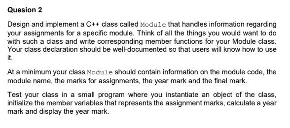 Solved Design and implement a C++ class called Module that | Chegg.com