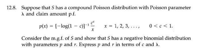 Solved 1.8. Suppose that S has a compound Poisson | Chegg.com