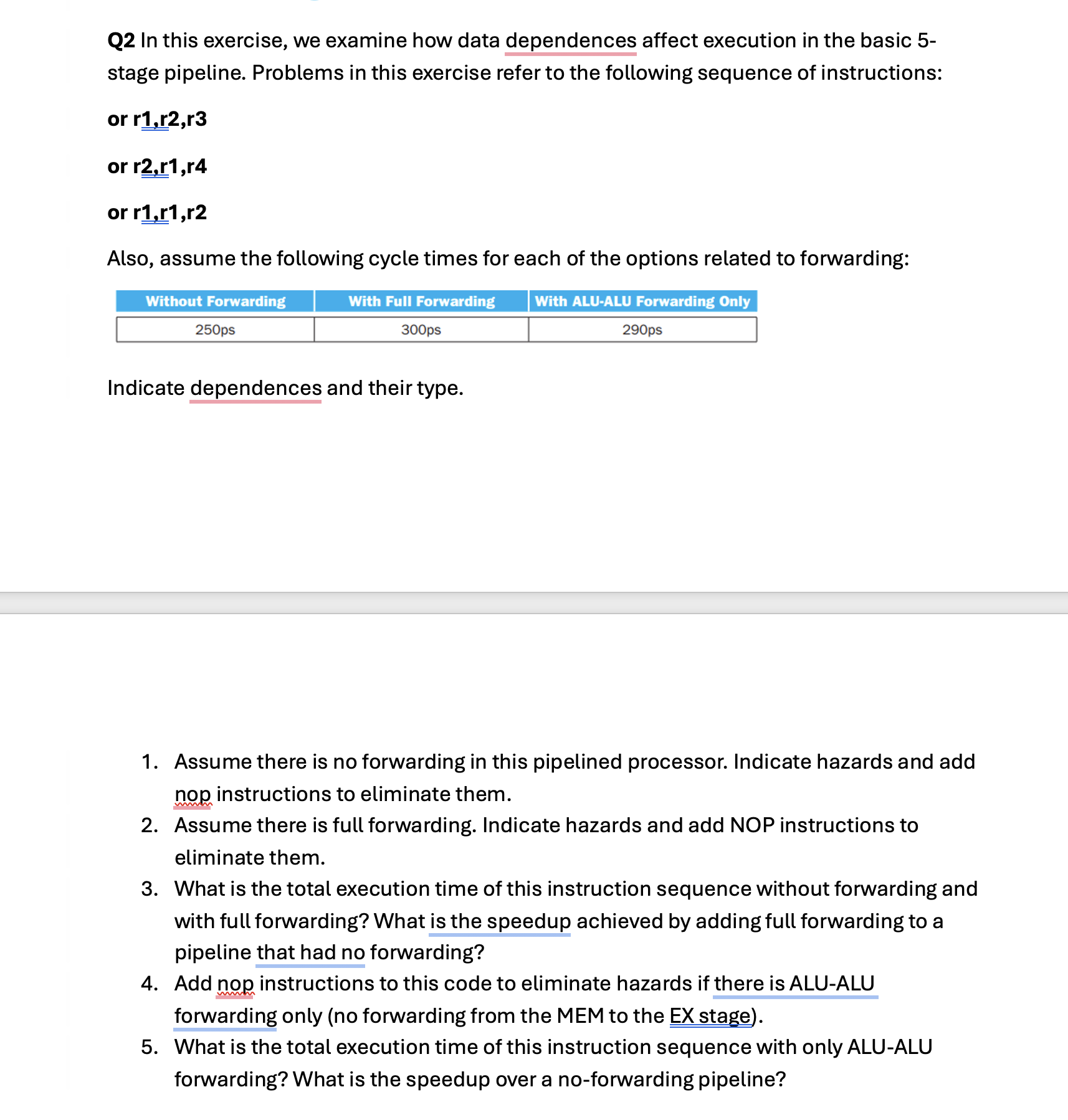 Solved Q2 ﻿In this exercise, we examine how data dependences | Chegg.com
