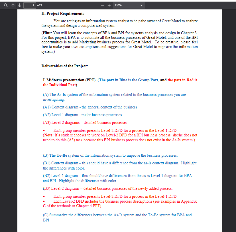 Solved II. ﻿Project Requirements CISY 4425 ﻿Systems Analysis | Chegg.com