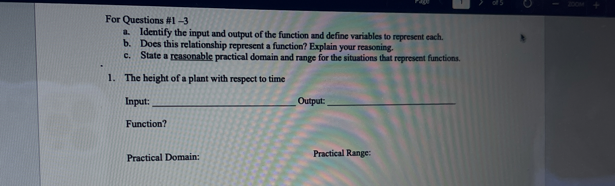 Solved For Questions #1-3a. ﻿Identify the input and output | Chegg.com