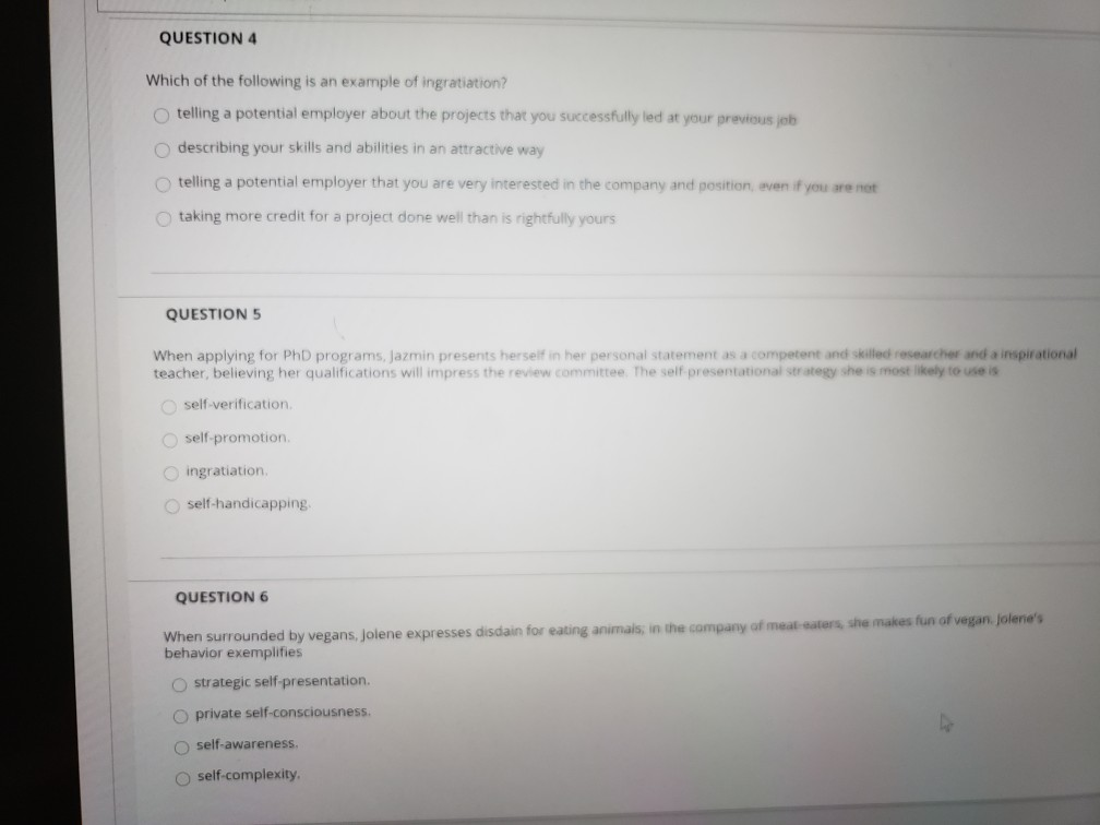 Solved QUESTION 4 Which of the following is an example of | Chegg.com