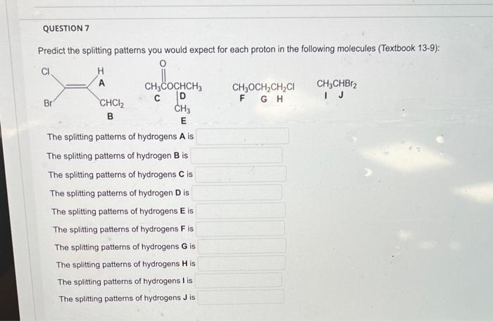 Solved Predict the splitting patterns you would expect for | Chegg.com
