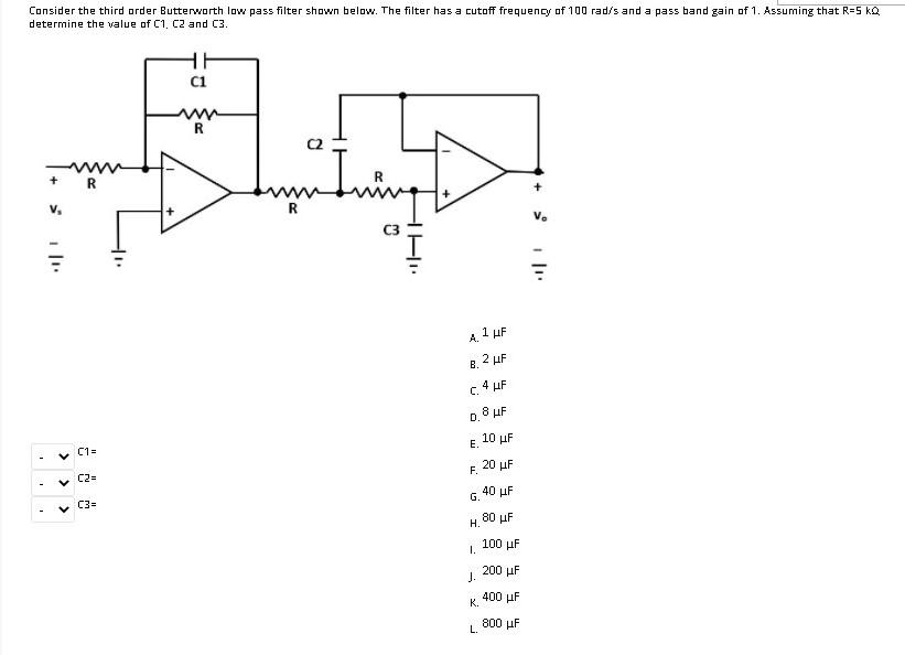 Solved Consider the third order Butterworth low pass filter | Chegg.com