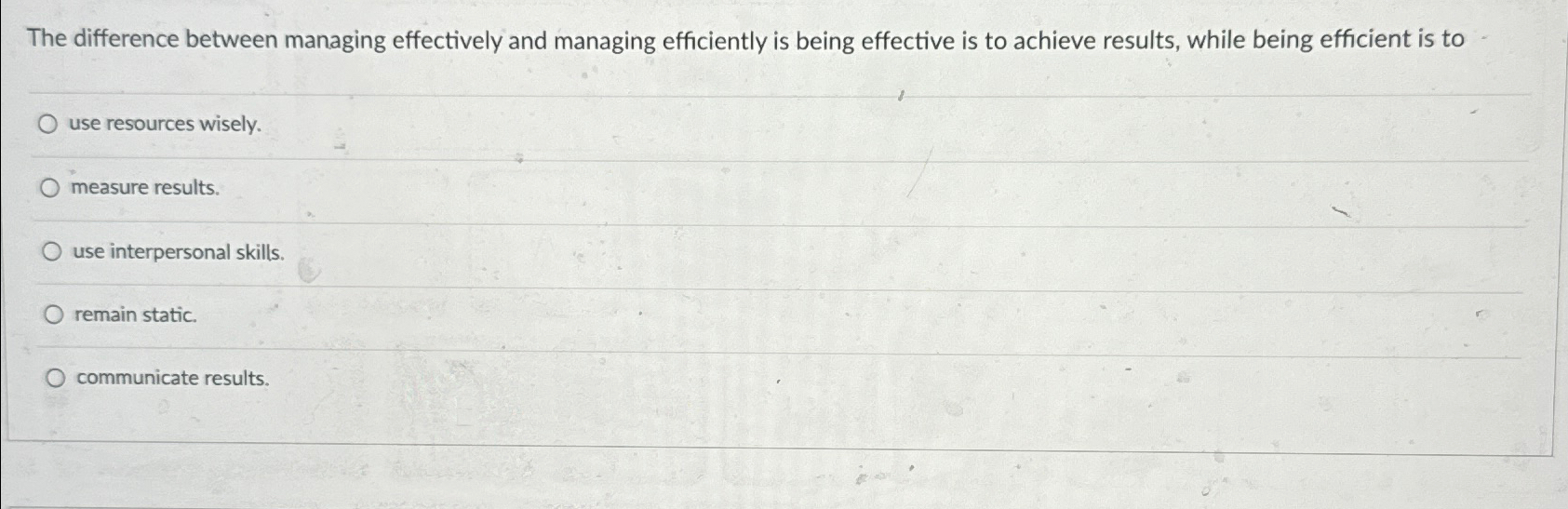 Solved The difference between managing effectively and | Chegg.com