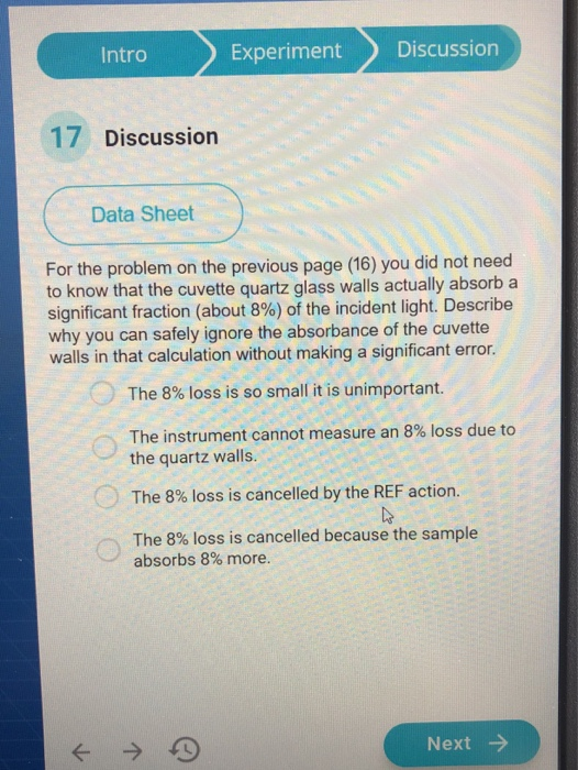 Solved Intro Experiment Discussion 17 Discussion ( Data | Chegg.com