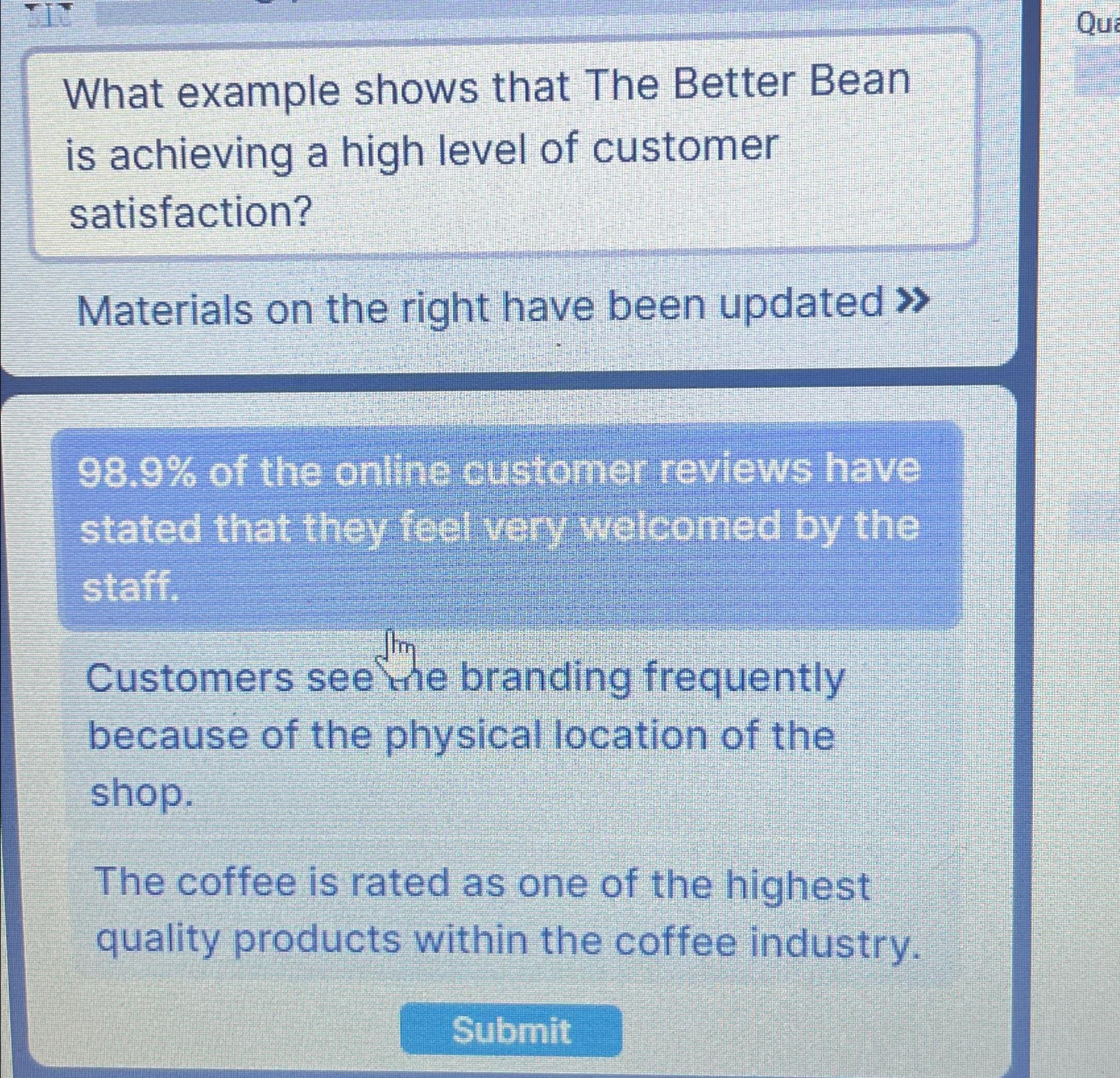 Solved What example shows that The Better Bean is achieving | Chegg.com