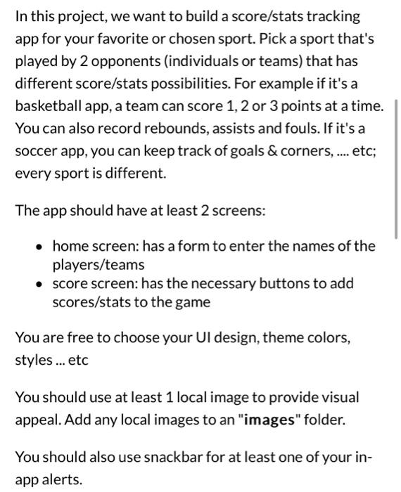 Solved The task is to create a flutter project that consists | Chegg.com