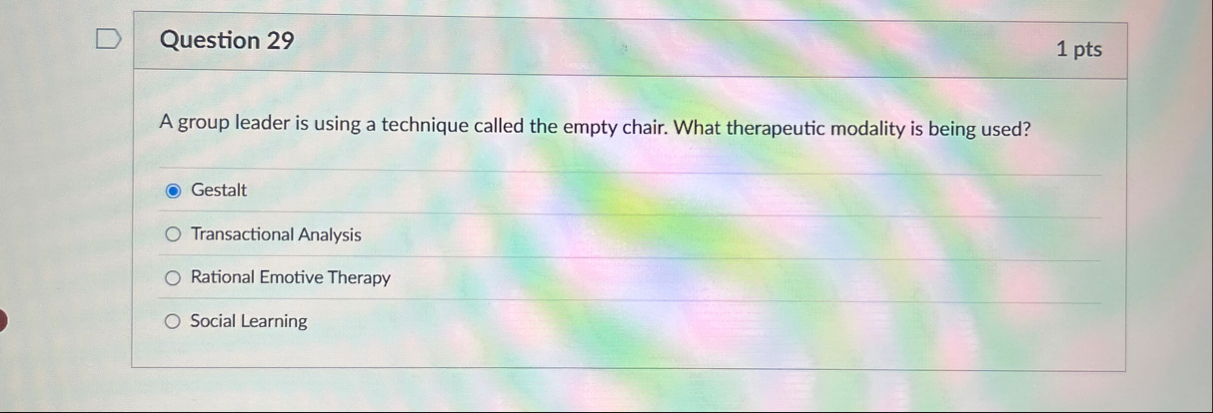 Solved Question 291 ﻿ptsA group leader is using a technique | Chegg.com