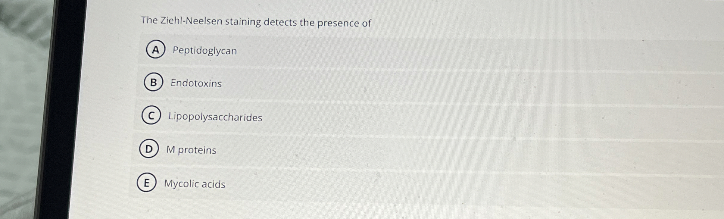 Solved The Ziehl-Neelsen staining detects the presence | Chegg.com