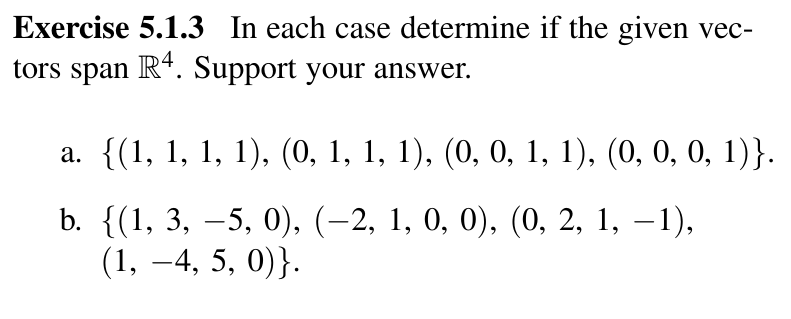 Solved Exercise 5.1.3 ﻿In each case determine if the given | Chegg.com
