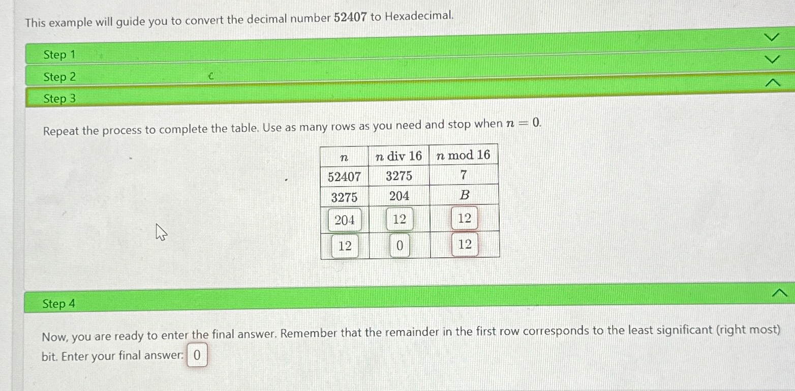 Solved This example will guide you to convert the decimal | Chegg.com