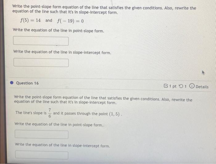Solved Write the point-slope form equation of the line that | Chegg.com