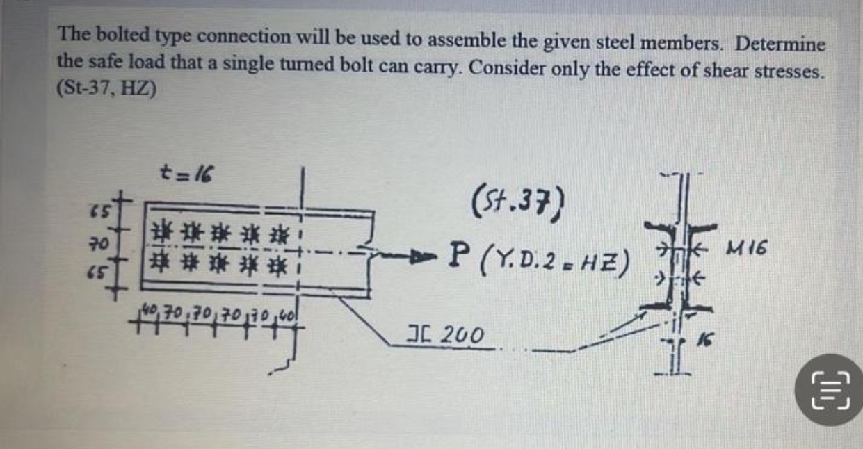Solved The bolted type connection will be used to assemble | Chegg.com