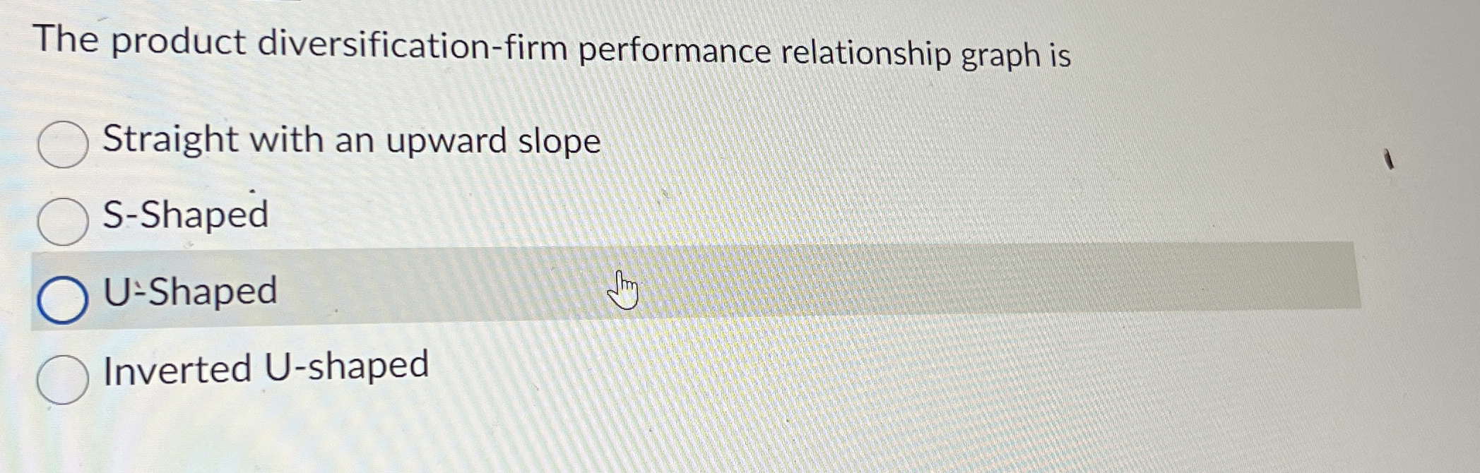 Solved The product diversification-firm performance | Chegg.com