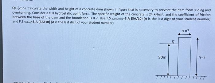 Solved Q1. (25p). Calculate the width and height of a | Chegg.com