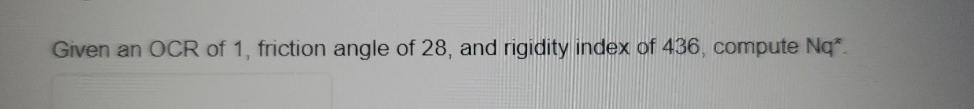 Solved Given an OCR of 1 , friction angle of 28 , and | Chegg.com