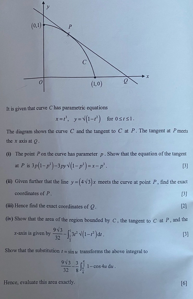 Solved It is given that curve C ﻿has parametric | Chegg.com