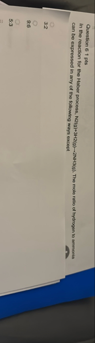 Solved Question 61 ﻿ptsIn the reaction for the Haber | Chegg.com