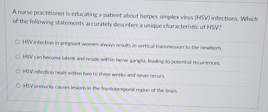 Solved A nurse practitioner is educating a patient about | Chegg.com