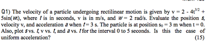 The velocity of a particle undergoing rectilinear | Chegg.com