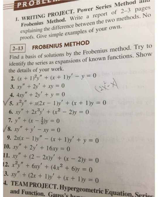 Solved PROB 1. WRITING PROJECT. Power Series Method | Chegg.com