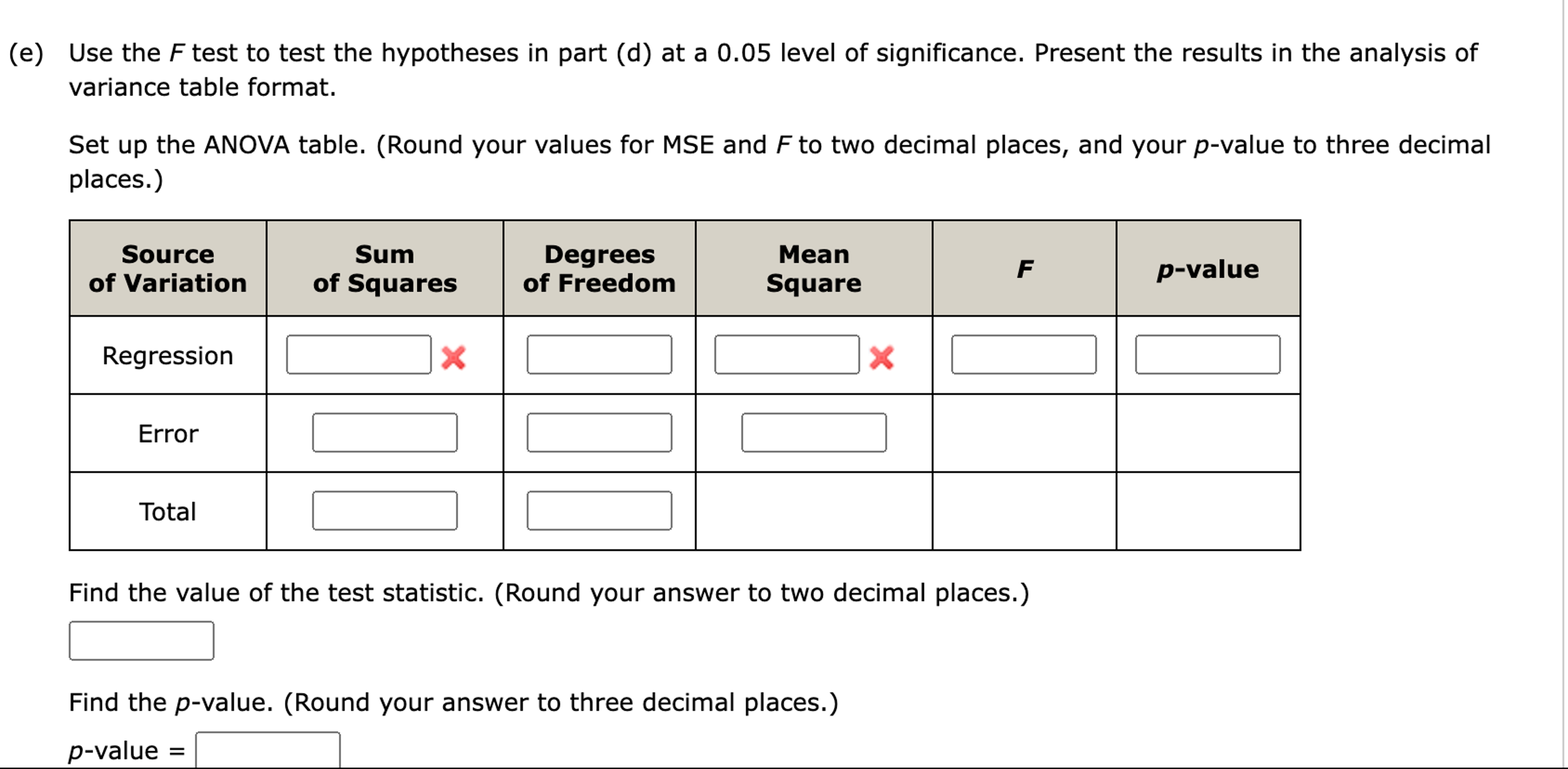 Solved xi: 1 2 3 4 5yi: 3 8 6 10 15(e) ﻿Use the F ﻿test to | Chegg.com