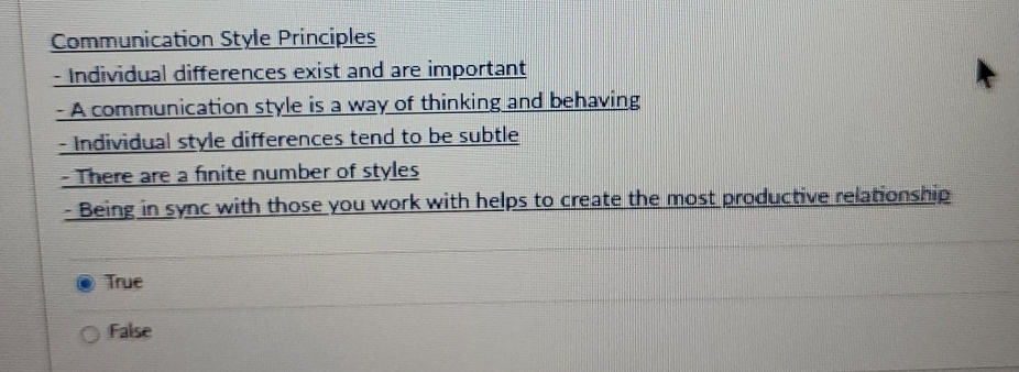 Solved Communication Style PrinciplesIndividual differences | Chegg.com