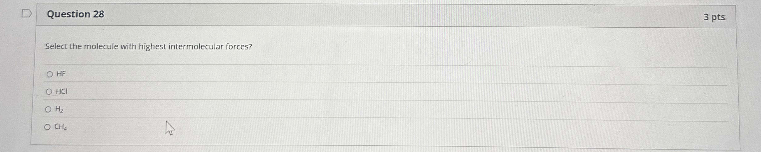 Solved Question 283 ﻿ptsSelect the molecule with highest | Chegg.com