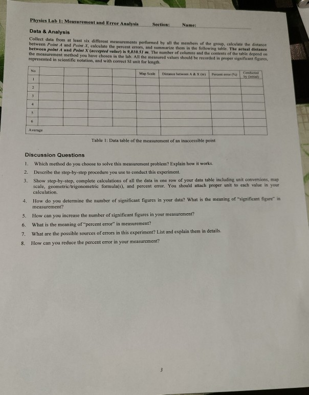 Physics Lab 1 Measurement And Error Analysis