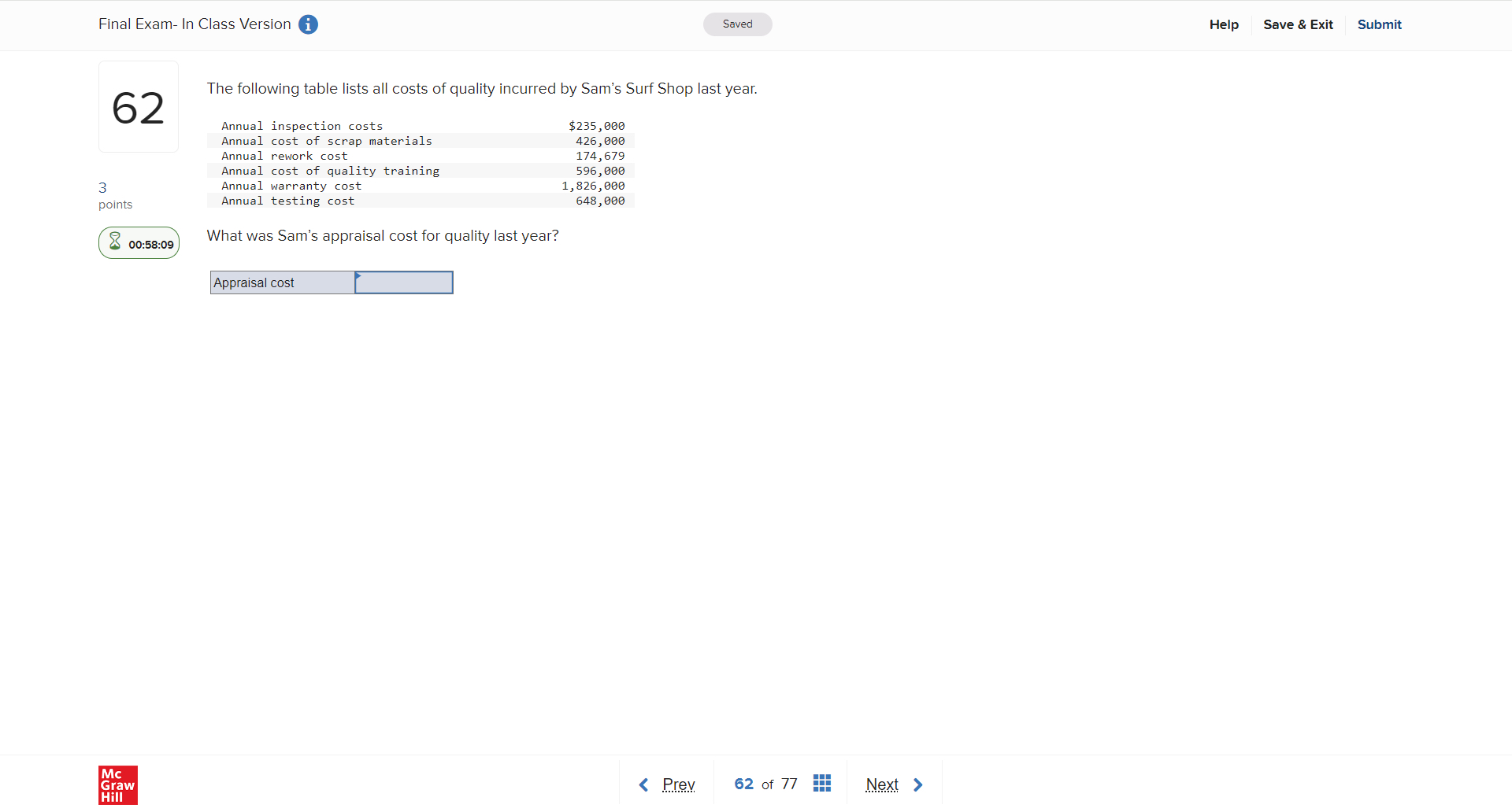 Solved Final Exam- ﻿In Class Version iSavedHelpSave & | Chegg.com