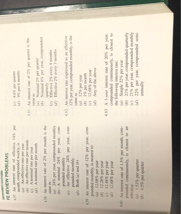 Solved FE REVIEW PROBLEMS 457 An interest rate of effective | Chegg.com