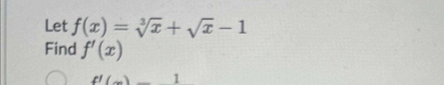 Solved Let f(x)=x3+x2-1Find f'(x) | Chegg.com