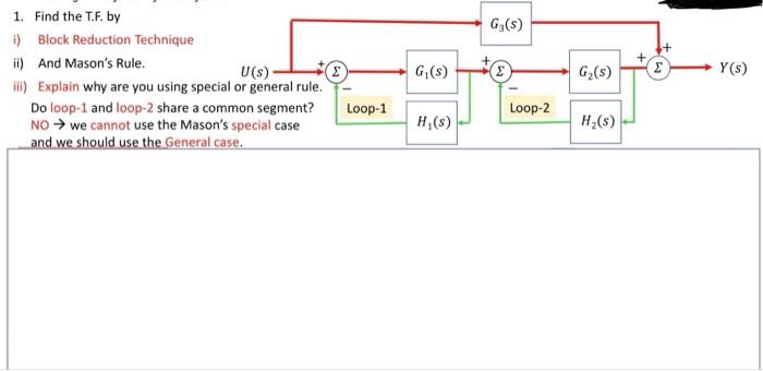 Solved 1. Find the T.F. by i) Block Reduction Technique ii) | Chegg.com
