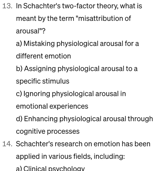 Solved In Schachter's two-factor theory, what is meant by | Chegg.com