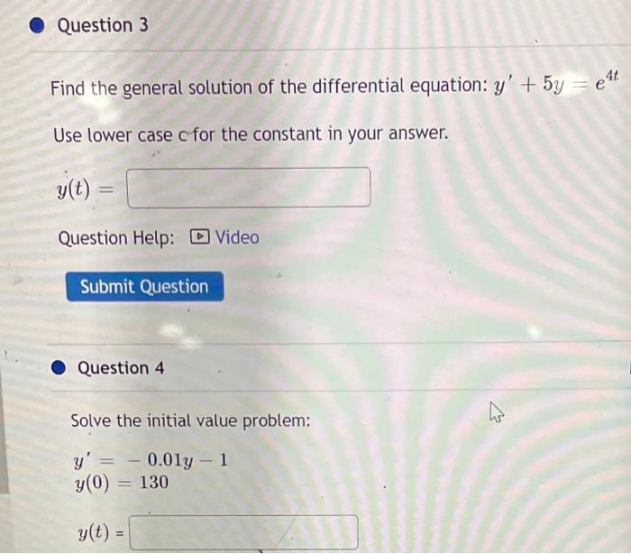 Solved Question 3 Find the general solution of the | Chegg.com