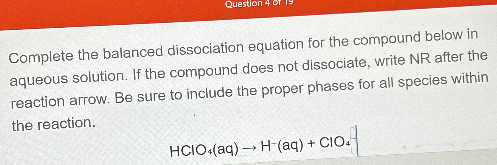 Solved Complete the balanced dissociation equation for the | Chegg.com
