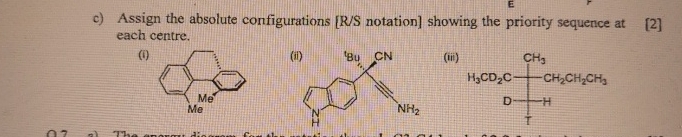 Solved C assign The Absolute Configurations Rs Notation 3240