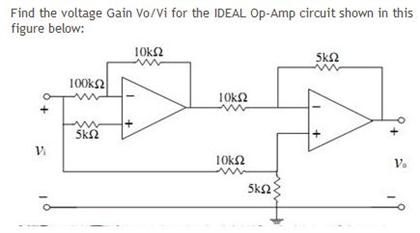 Solved Find the voltage Gain Vo/Vi for the IDEAL Op-Amp | Chegg.com