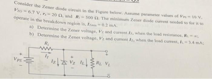 Solved Consider the Zener diode circuit in the Figure below. | Chegg.com