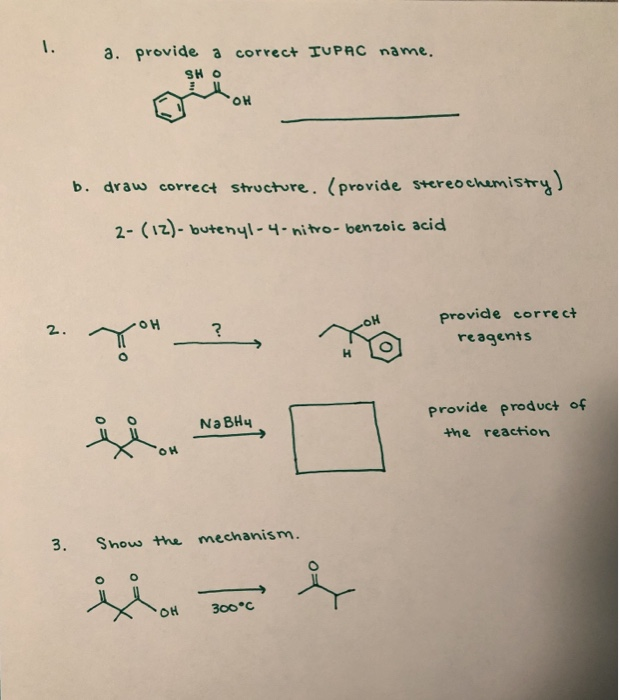Solved a. provide a correct IUPAC name. SHO b. draw correct | Chegg.com