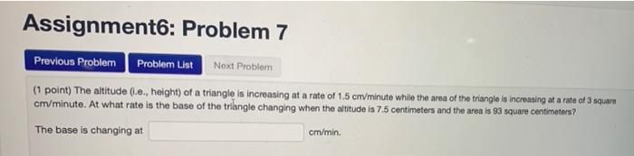 Solved Assignment6: Problem 7 Previous Problem Problem List | Chegg.com