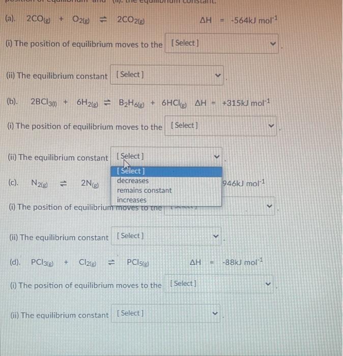Solved For each of the following reactions, determine the | Chegg.com