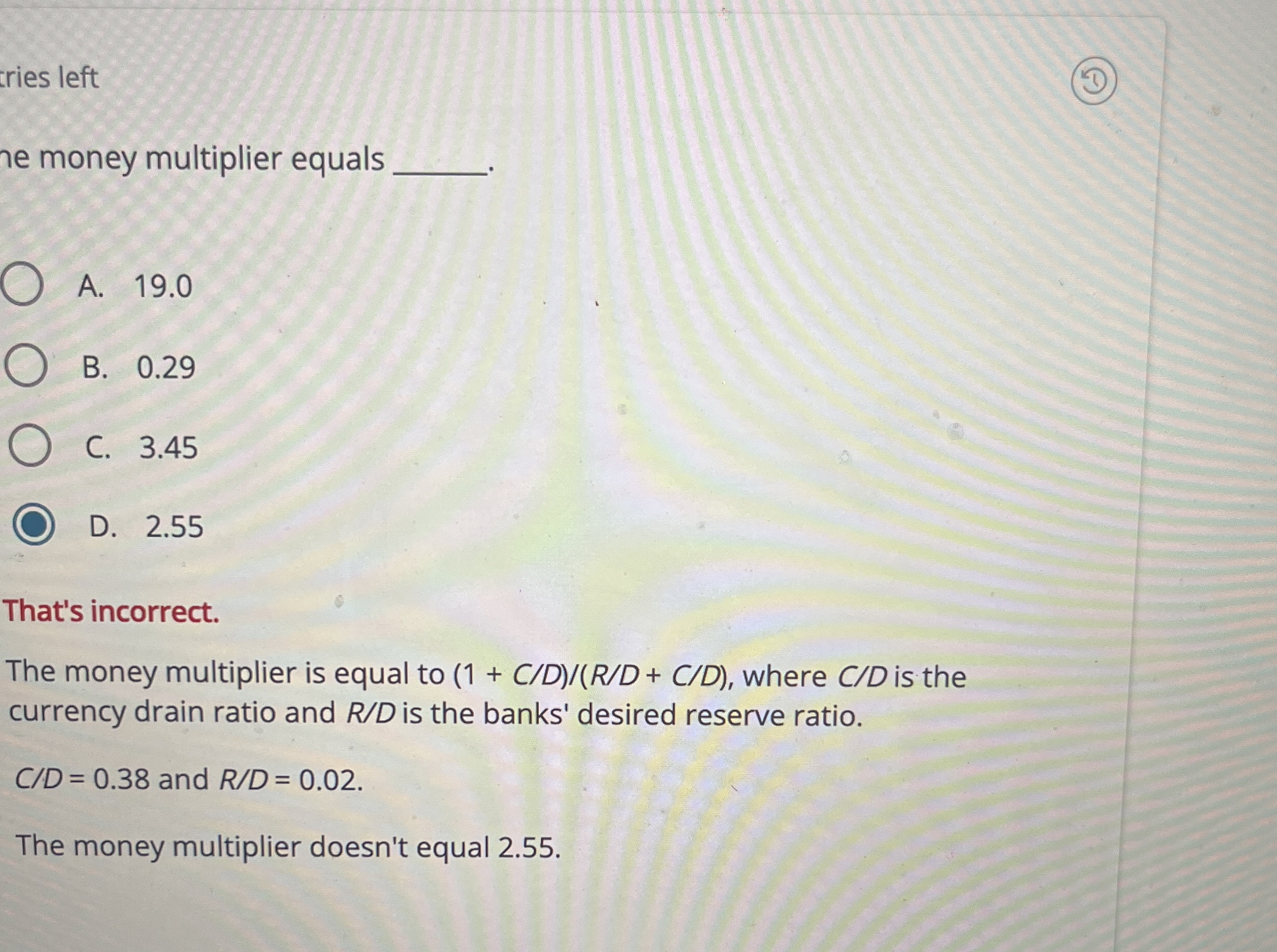 Solved ries leftne money multiplier equals | Chegg.com