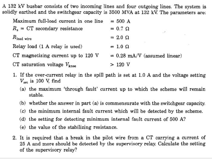 Solved A 132kV busbar consists of two incoming lines and | Chegg.com