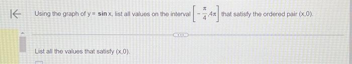 Solved Using the graph of y=sinx, list all values on the | Chegg.com