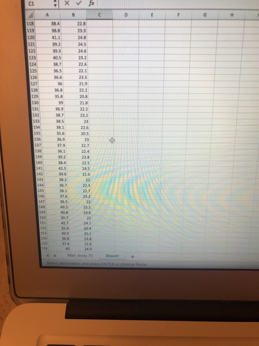 Upload the ManBody data. Create a scattered plot | Chegg.com