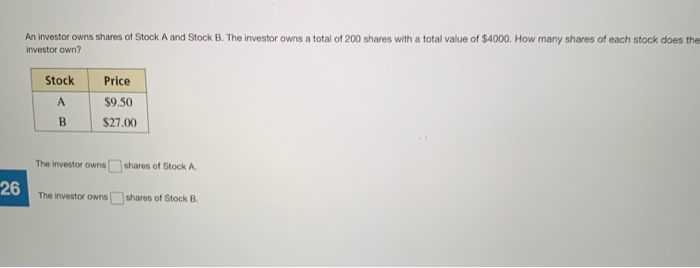 Solved An investor owns shares of Stock A and Stock B. The | Chegg.com
