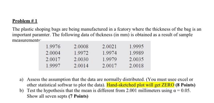 Solved Problem #1 The plastic shoping bags are being | Chegg.com