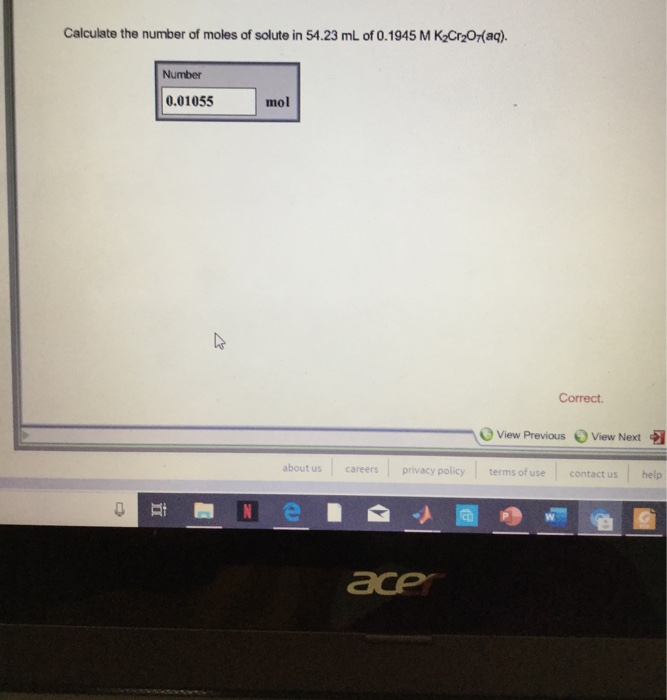 Solved Calculate The Number Of Moles Of Solute In 54 23 Ml